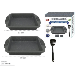 Kit 2 teglie rettangolari pizza teglia per forno legna tegame lasagnera ...